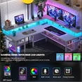 Homieasy 55in L-Shaped Desk with Power, LED, Monitor Stand and Storage ...