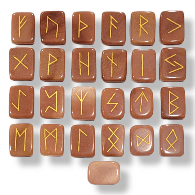 Red Aventurine Runes Crystal Rune Stones Set Elder futhark Viking ...