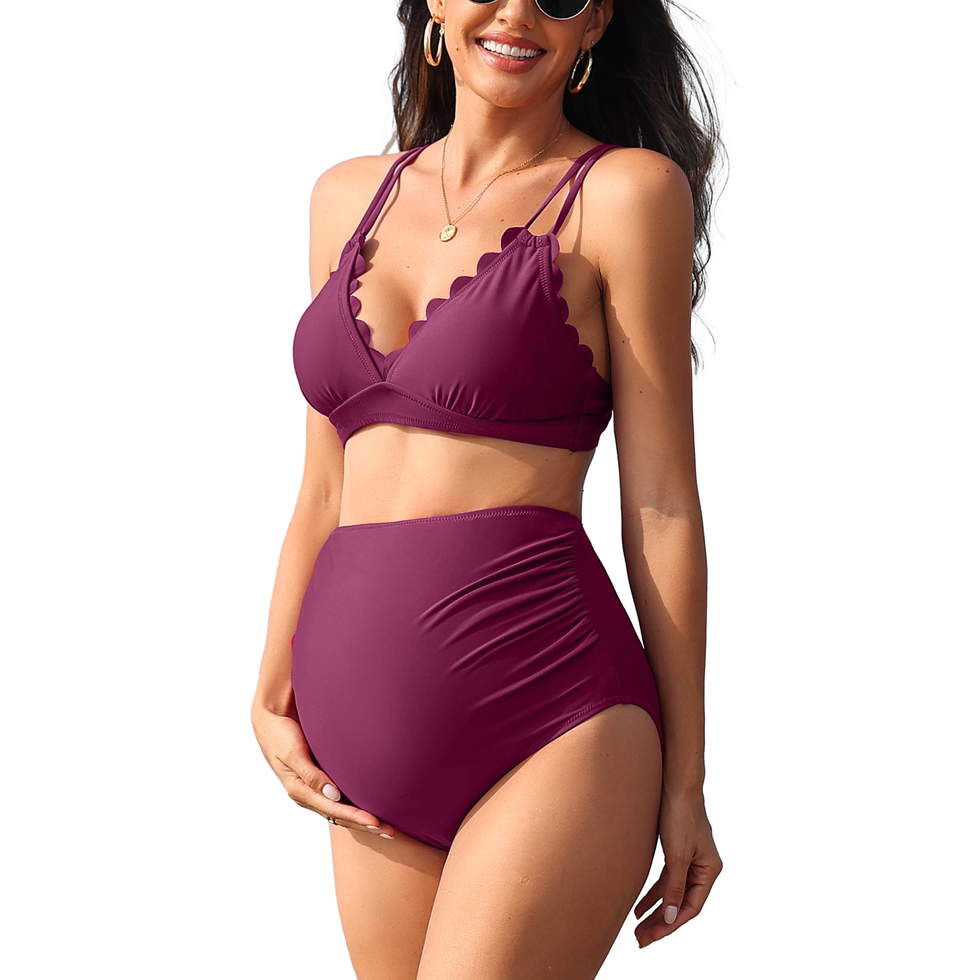Click here for Charmo V Neck Two Piece Swimwear For Maternity Hig... prices