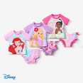 Disney Princess Girls Swimsuit Ariel Rapunzel Tiana Rash Guard 2 Pieces ...