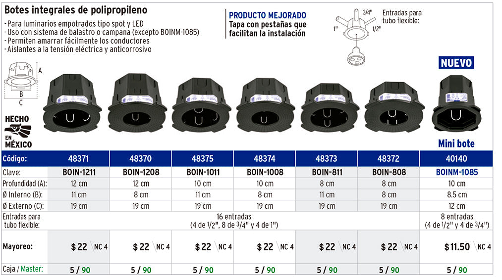 Bote integral de 8 cm, aro interno 11 cm, Volteck Volteck Bote integral ...