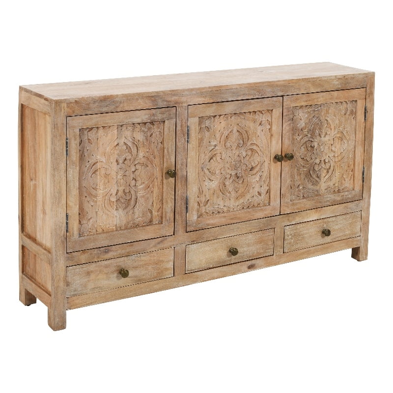 Carter Weatherly 3-Door 3-Drawer Solid Wood Accent Cabinet in White ...