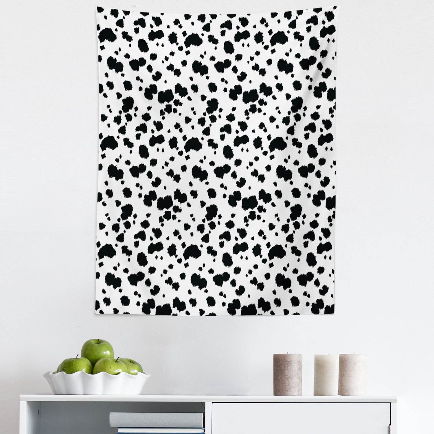 Animal Tapestry, Graphic Black and White Fur Inspired Animal Skin Print ...