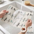 Birds on the Wire Teal Grey Burlap Background Leather Placemats Set of ...
