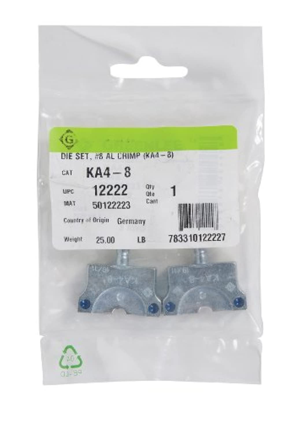 Greenlee KA4-8 CRIMPING TOOL DIE SET - Walmart.com