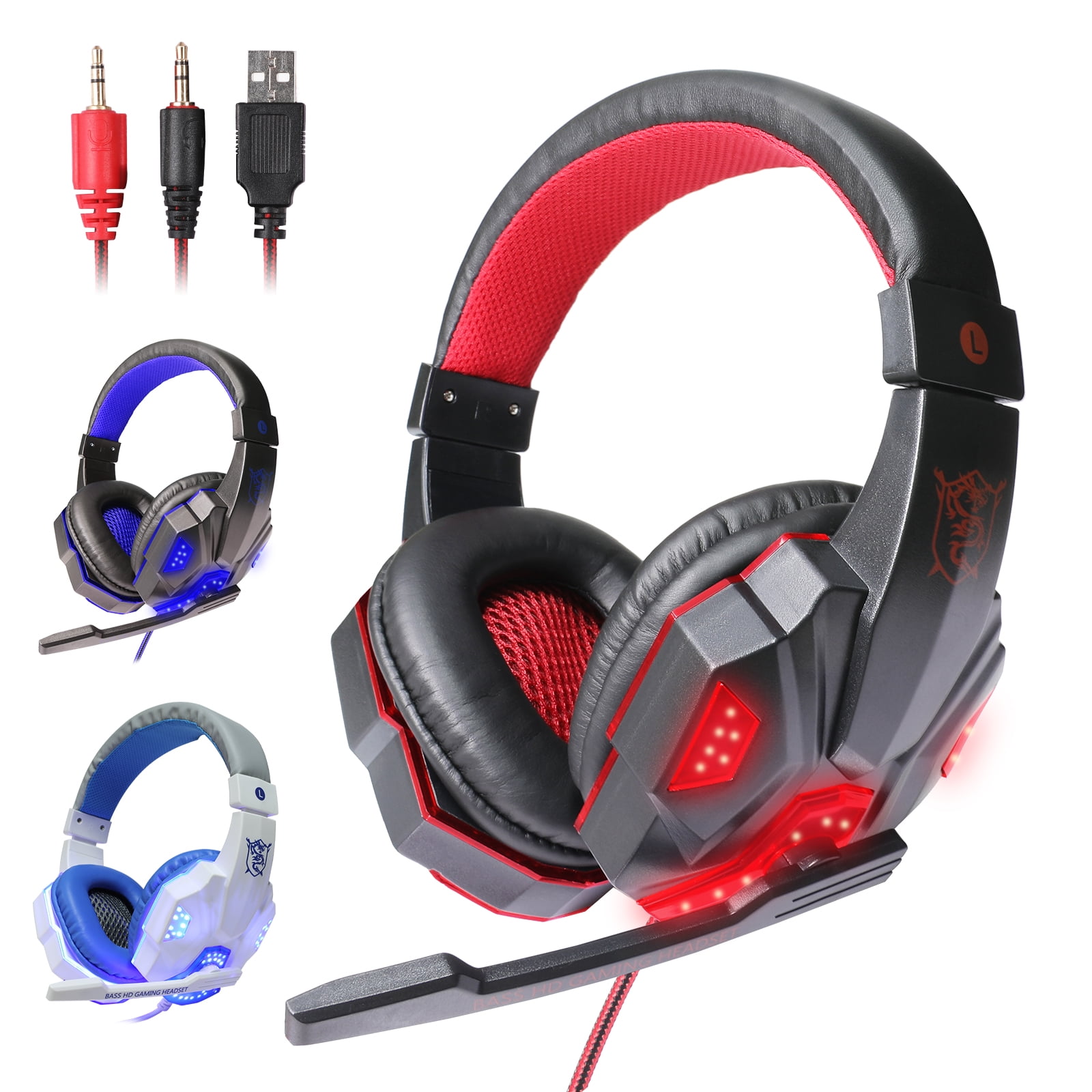 Gaming Headset 3.5mm Audio Plug Headphone,with Mic Soft PU Earmuff,for ...