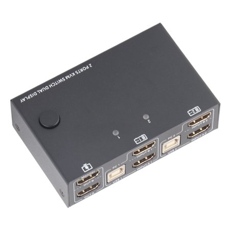 KVM Switch 2 Port Box, Dual Monitor KVM Switch 2 Port For 2 Computers ...