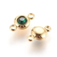 304 Stainless Steel Rhinestone Links connectors Flat Round Golden ...
