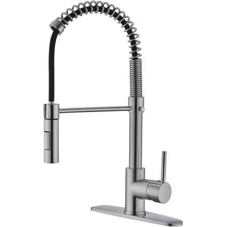 Brushed Nickel Kitchen Faucet, Commercial Stainless Steel Spring High ...