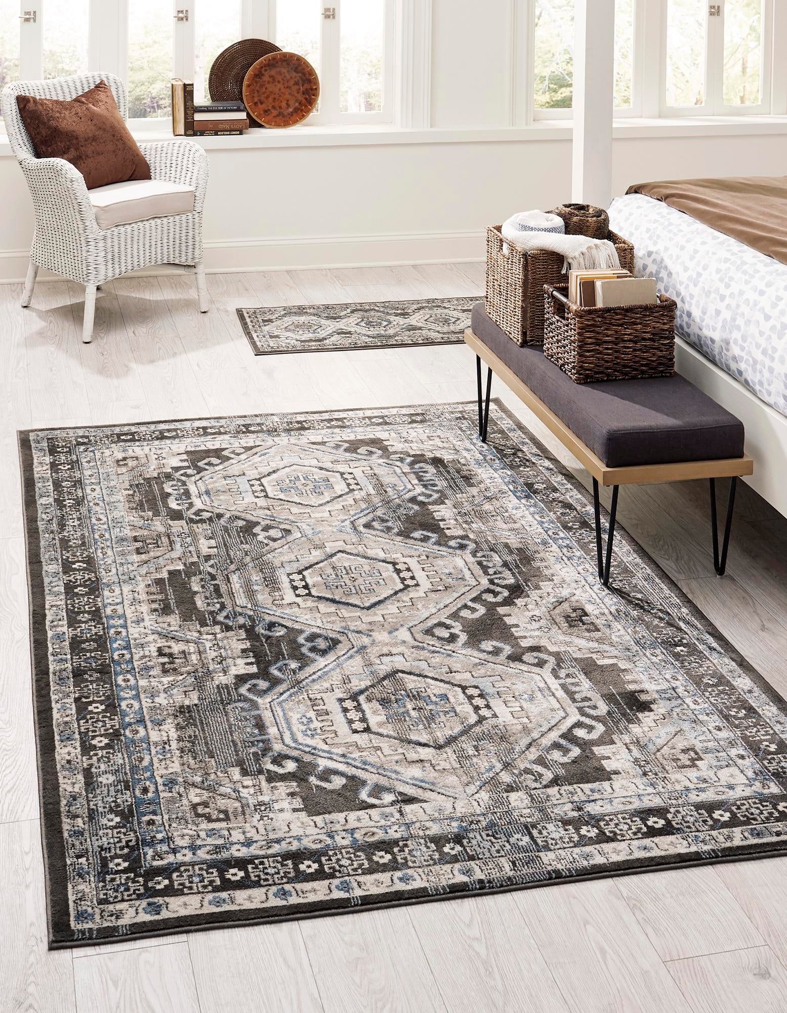 Rugs.com Charlotte Collection Rug – 3' x 5' Gray Low-Pile Rug Perfect ...