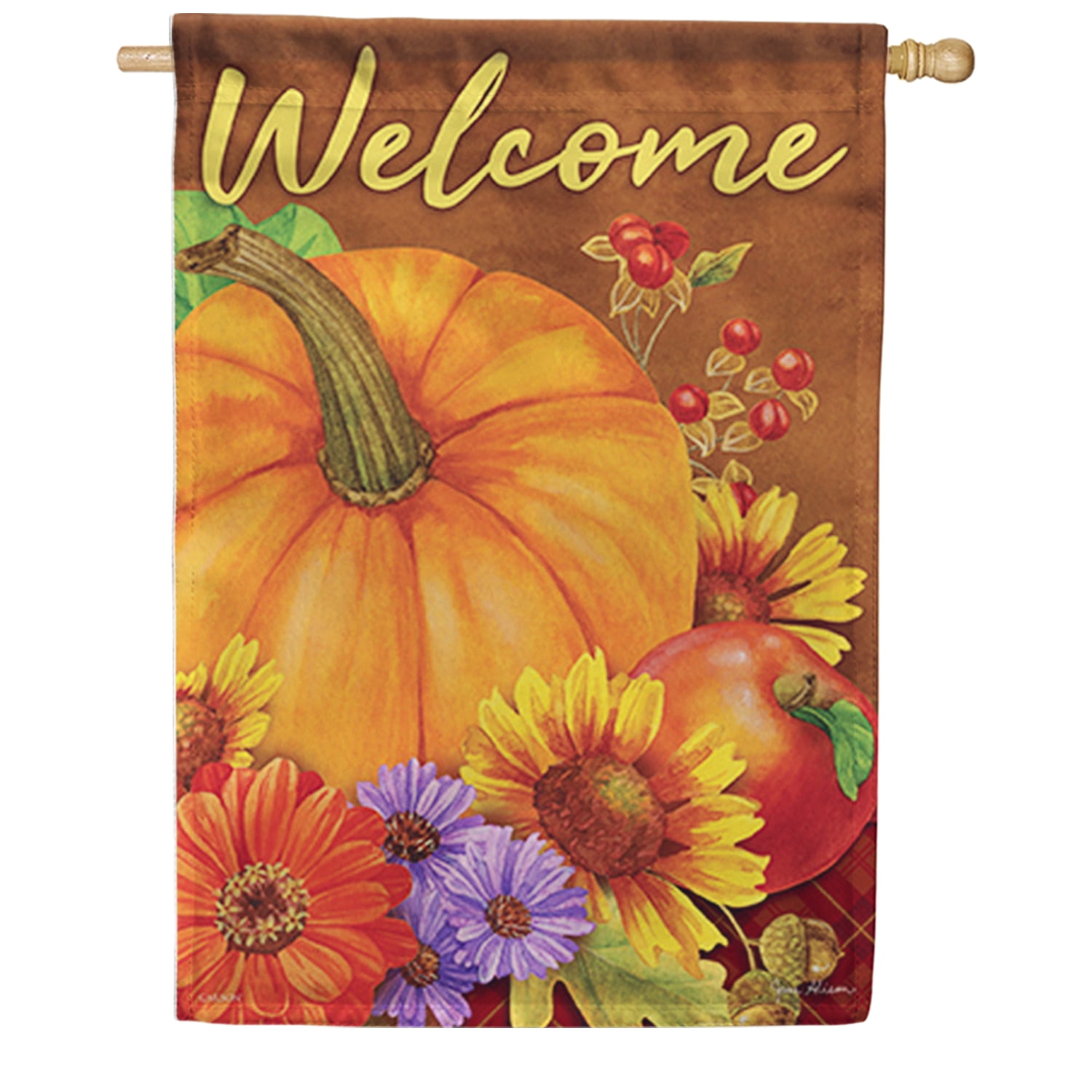 Carson House Flag - Fall Fruit & Flowers, Dura Soft Double Sided House ...