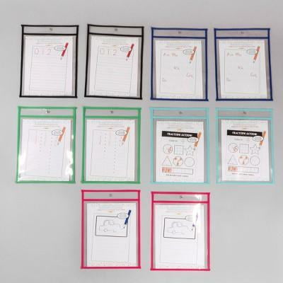 Reusable Dry-Erase Pockets Clear/Assorted, Set of 10 with Learning ...