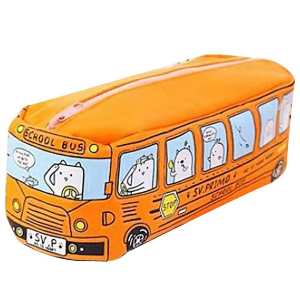 Students School Bus Pencil Case Office Stationery Bag Organizer Pouch ...