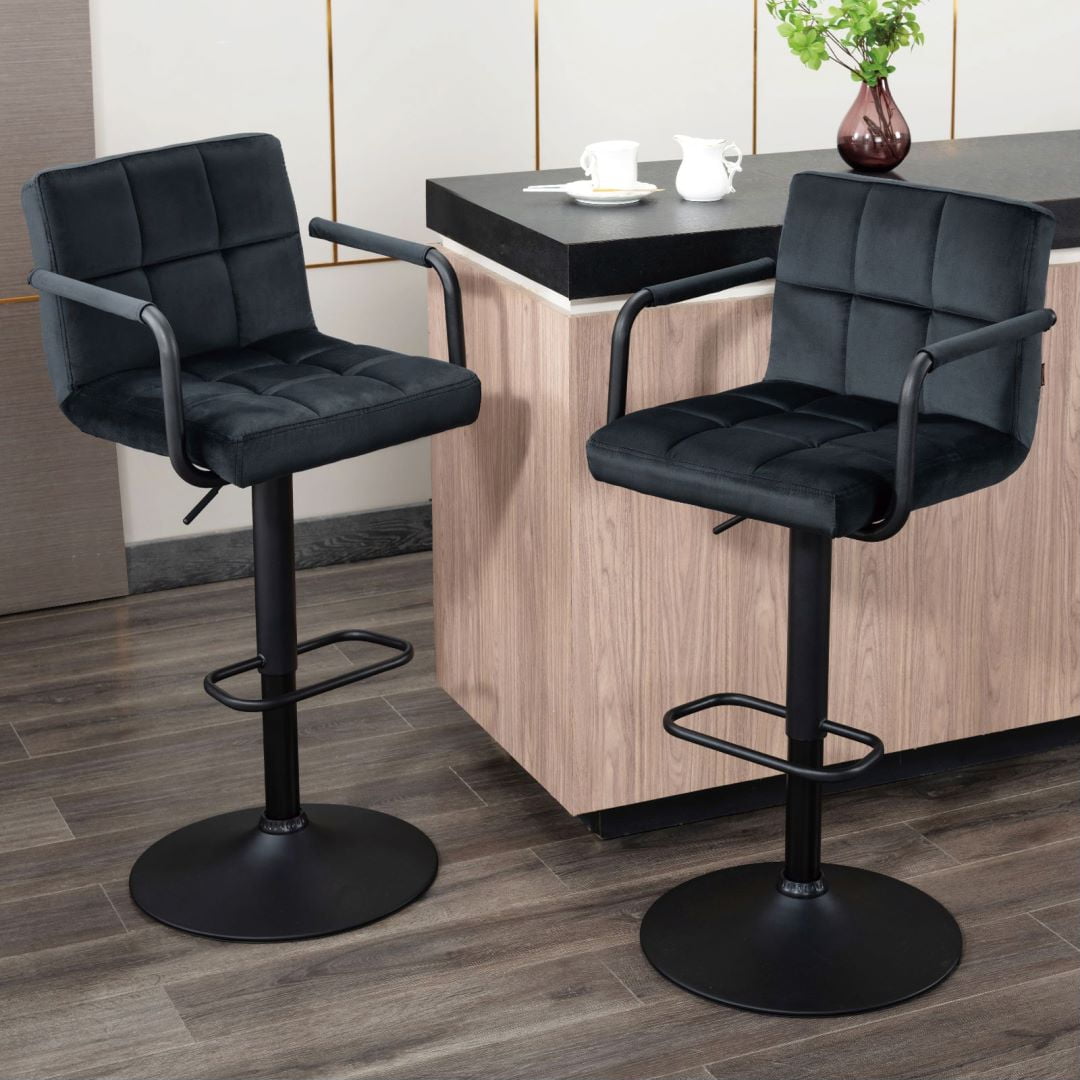 Furniliving Adjustable Bar Stools with Armrest and Footrest, Low-Back ...