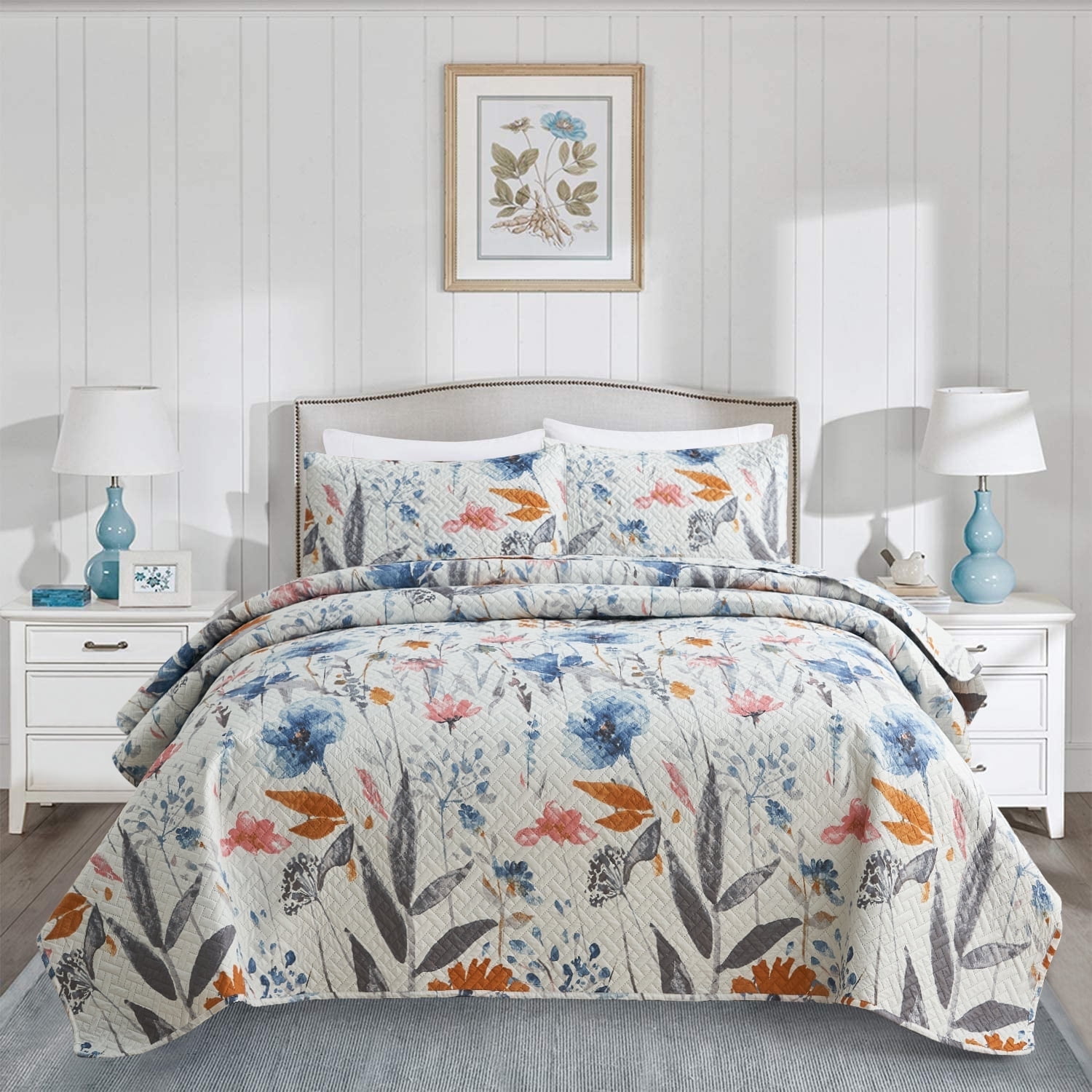Click here for Jml Floral Quilt Set  3-Piece  Soft Microfiber  Ki... prices