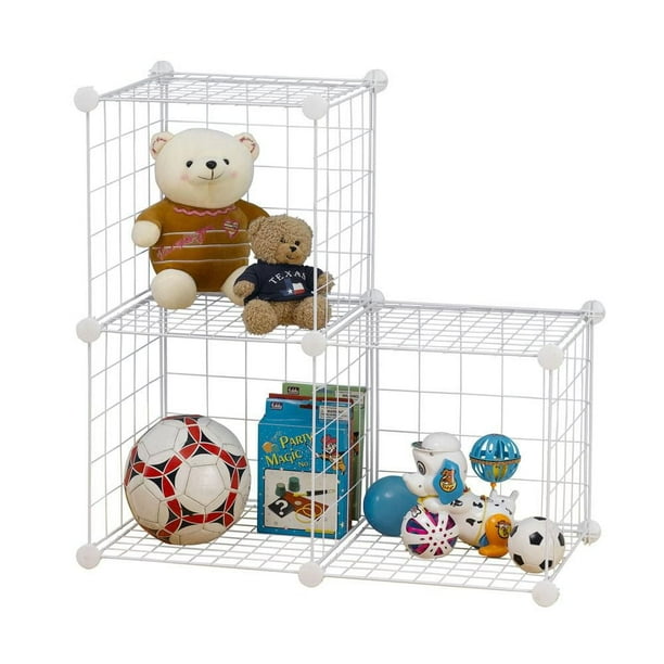 Mainstays Wire Cube Storage Organizer, 3-Cube Metal Grids Storage, Item ...