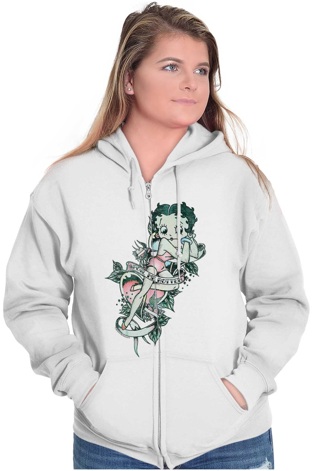 Betty Boop Spoil Me Rotten Tattoo Zip Hoodie Sweatshirt Women Brisco ...