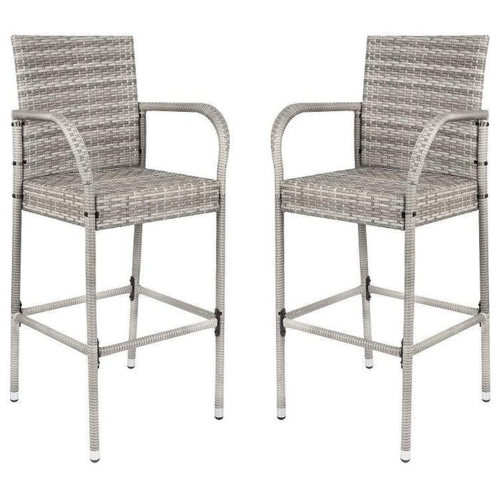 Vineego Set of 2 Outdoor Wicker Barstools Patio Bar Stools with ...