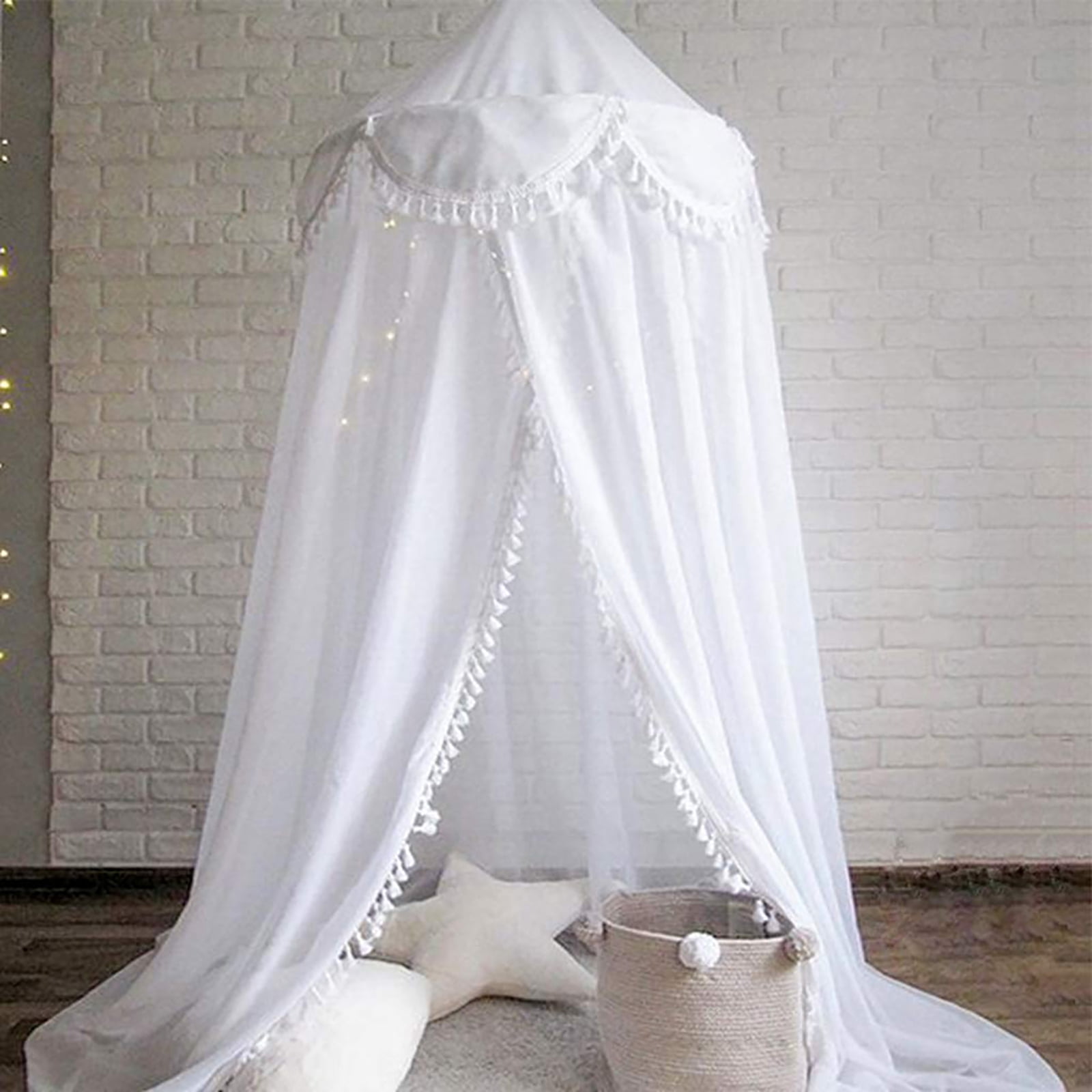 Kids Baby Bed Canopy Chiffon Mosquito Net Round Dome Canopy Net Playing ...