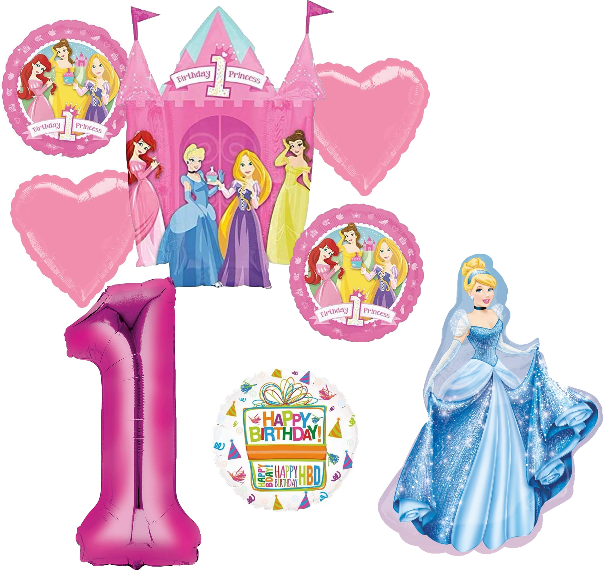 Princess 1st Birthday Party Supplies Cinderella Balloon Bouquet ...