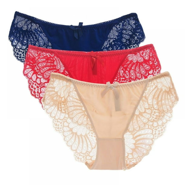 Valcatch 3 Pack Women's Invisible Lace Panties Low Waist Breathable ...