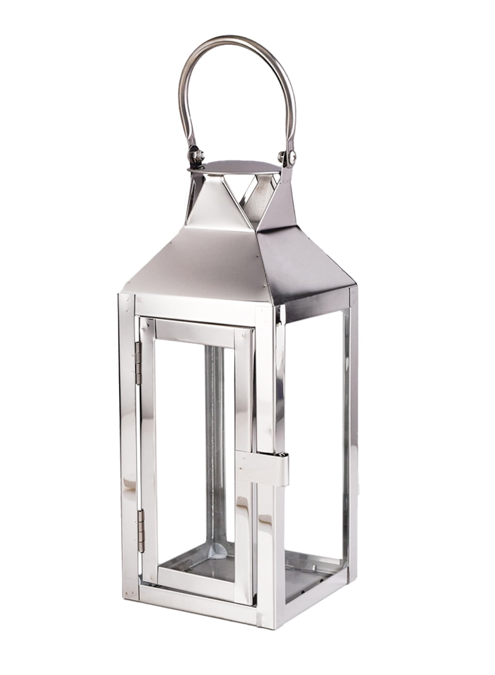 Serene Spaces Living Small Silver Square Metal Lantern, 4.4" Dia & 10. ...