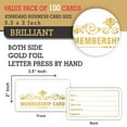 Membership Cards - Gold Foil Stamping 3.5" x 2" Blank Member ID Entry ...