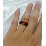 Matching Rings Couple Rings 1CT Red Cz Wedding Ring Sets Black Gold ...