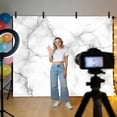 8x6ft Photo Backdrop, Marble Grey White Soft Polyester Backdrop ...