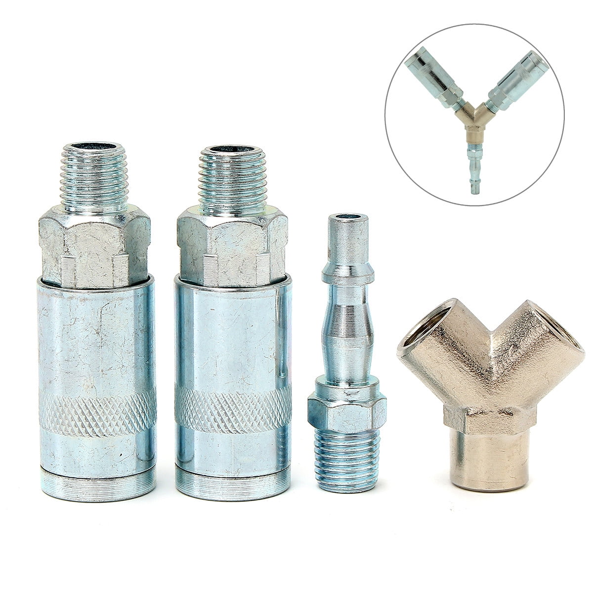 3 Way Quick Release 1/4''BSP Air Line Hose Y Splitter Connector Airline ...