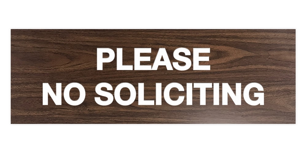 Basic Please No Soliciting Sign (Walnut) - Medium - Walmart.com