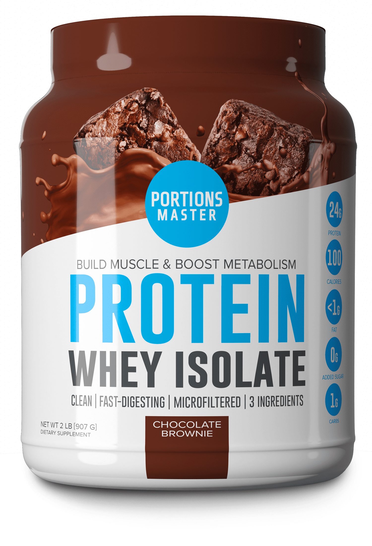 Portions Master Whey Protein Powder Supplement - Chocolate - 2 lbs ...