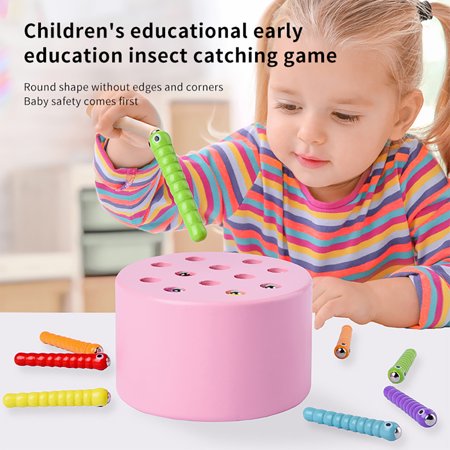Powstro Early Educational Toy Magnetic Insect Catching Toy Wooden Catch ...