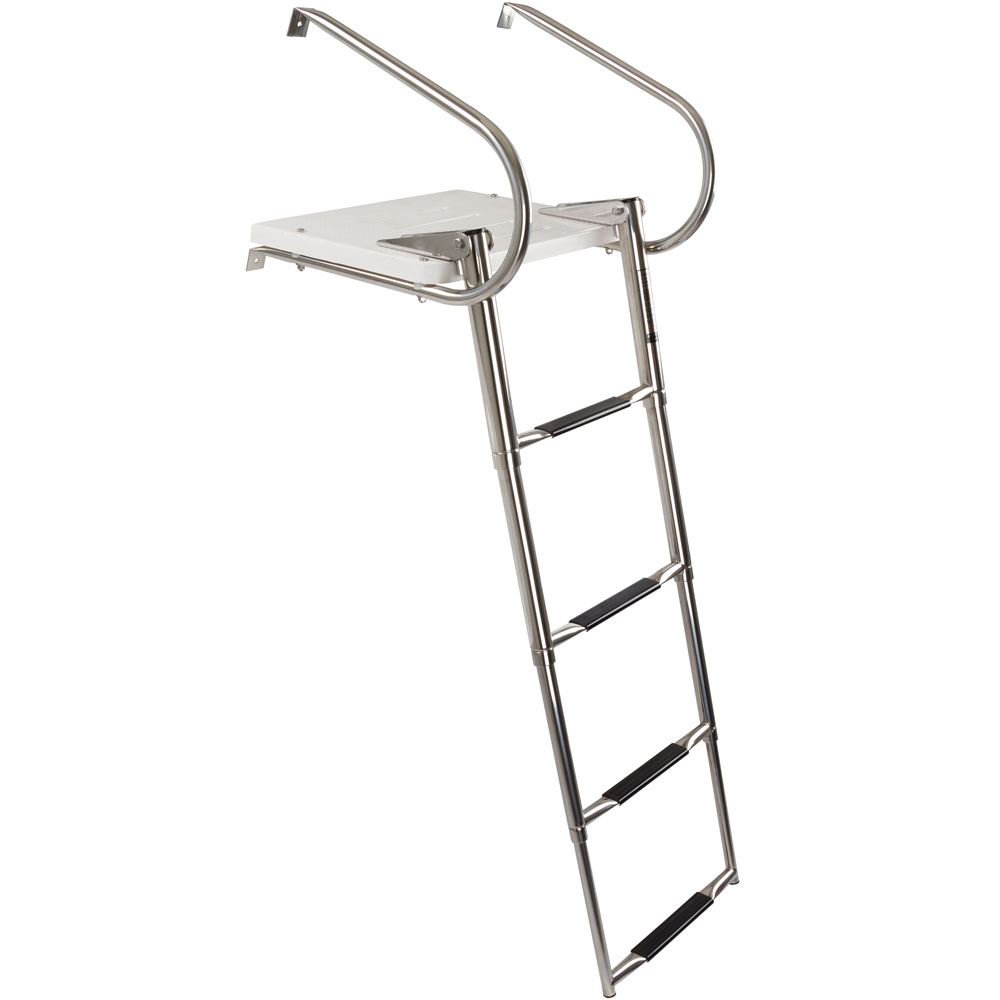 4-Step Telescoping Boat Ladder with Swim Platform & Handrails - Walmart ...
