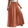 Oiangi Plus Size Wide Leg Pants for Women Ruffled Elastic Waist Palazzo ...
