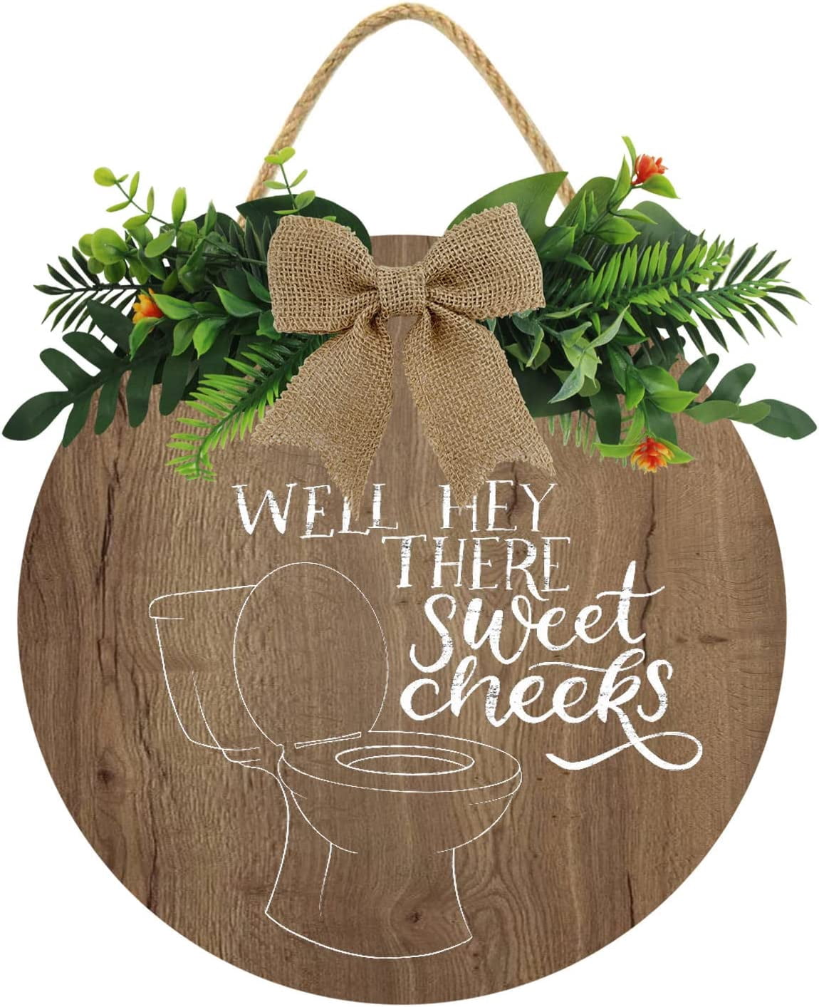 Eveokoki 12" Well Hey There Sweet Cheeks Front Door Sign Funny Wreaths ...