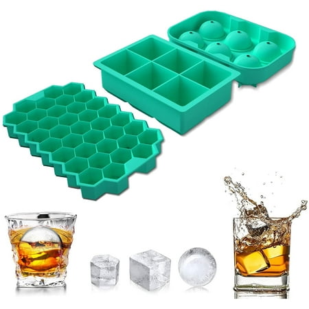 Ice Cube Trays, 3 Pack BPA Free Silica Ice Block Trays with Lid ...