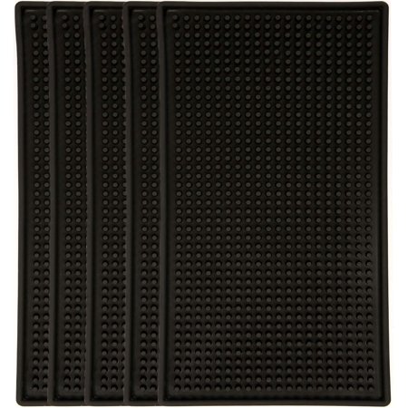 5 Packs 6" x 12" Rubber Bar Service Mat Black Drink Coasters - Heavy ...