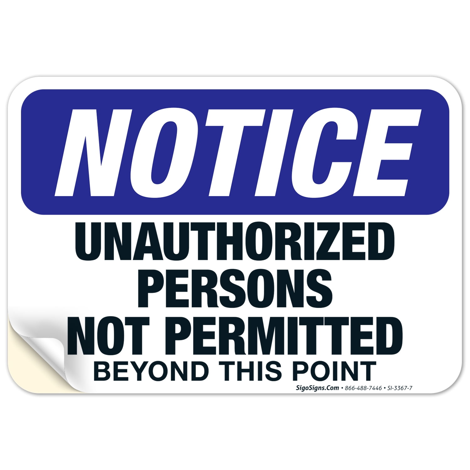 Unauthorized Persons Not Permitted Beyond This Point Sign, OSHA Sign ...