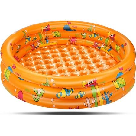 Kiddie Pool, 3 Rings Baby Inflatable Pool with Padded Bottom 50''X12 ...