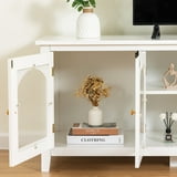 Modern TV Stand for 80" TV,Retro Storage Buffet Cabinet with Glass Door ...