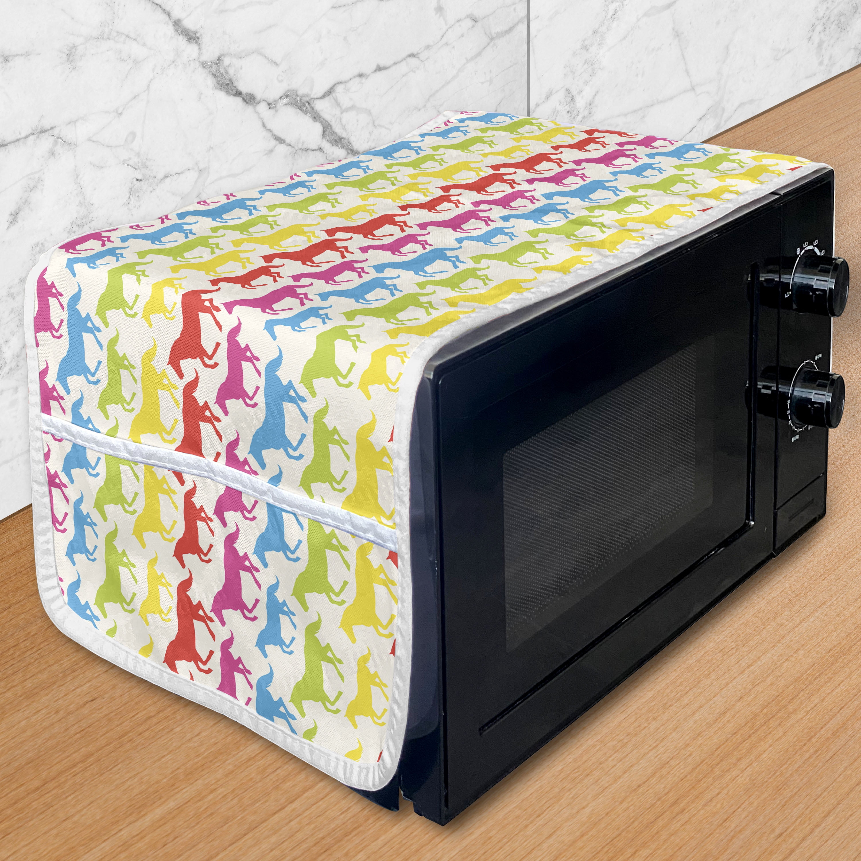 Horses Microwave Oven Cover, Rainbow Colors Giddy Pony Animal Art Retro ...