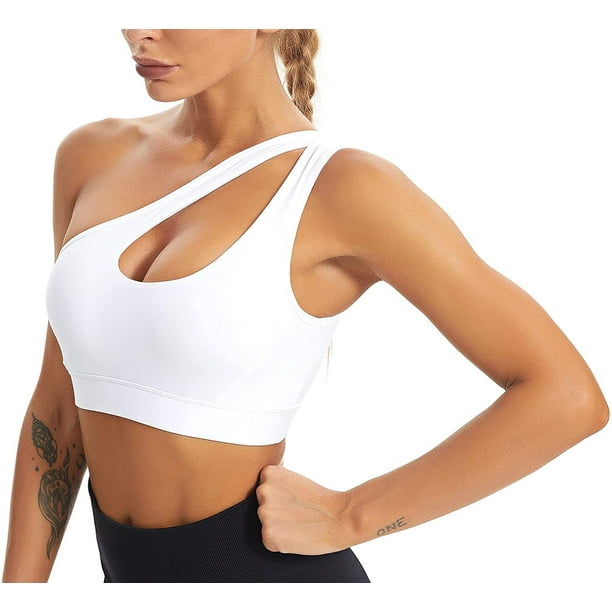 Borke One Shoulder Sports Bra For Women Sexy Cute Workout Yoga Bra
