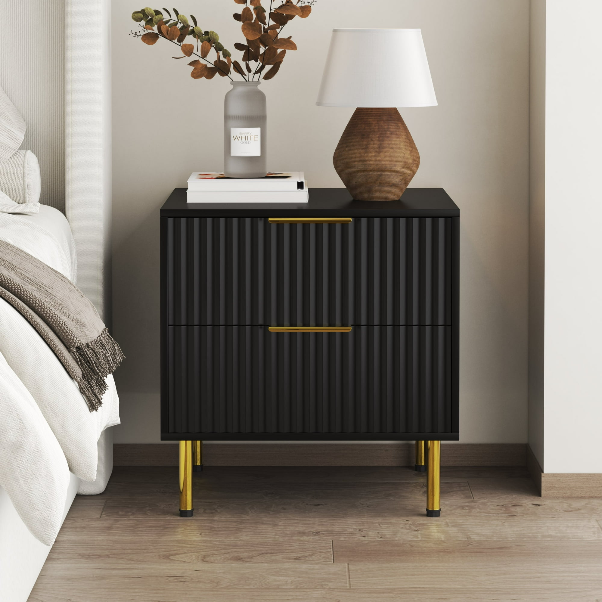 Click here for Aykah Cameo Nightstand With Drawers  Bedside Table... prices