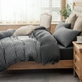 PURE ERA Jersey Knit 100% Cotton Striped Duvet Cover Set King Size ...