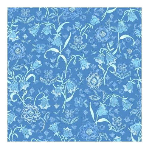 Blue Belle - Vintage Linen-True Blue Metallic Fabric- Blue Cotton ...