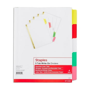 Staples Big Tab Blank Paper Dividers 8-Tab Multicolor 4/Pack (13517/ ...