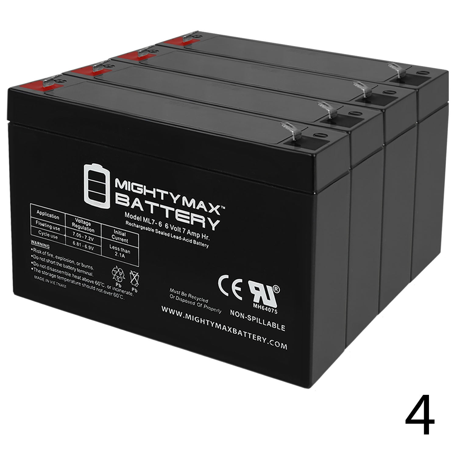 6V 7Ah SLA Replacement Battery for Lithonia ELB-0607 - 4 Pack - Walmart ...