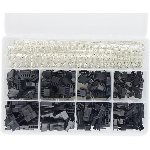 560Pcs 2.5mm Pitch 2/ 3/ 4/ 5/ Pin Male / Female Plug Housing and Male / Female Pin Header Crimp ...