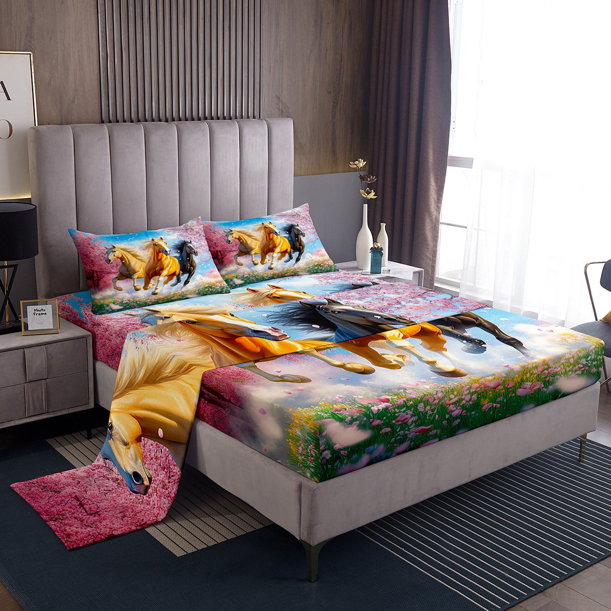 Click here for Erosebridal Galloping Horse Sheet Set Twin pink Fl... prices